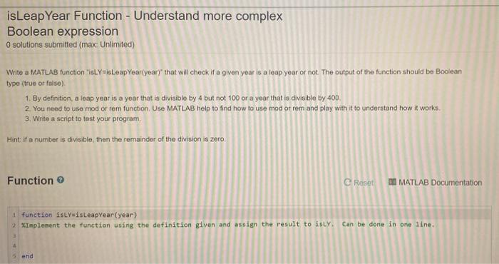Solved isLeap Year Function - Understand more complex | Chegg.com