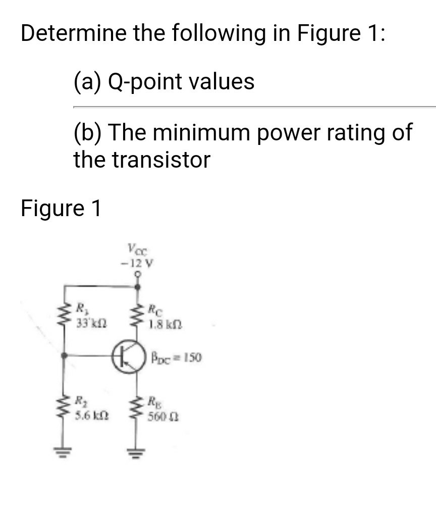 Solved Determine the following in Figure 1: (a) Q-point | Chegg.com