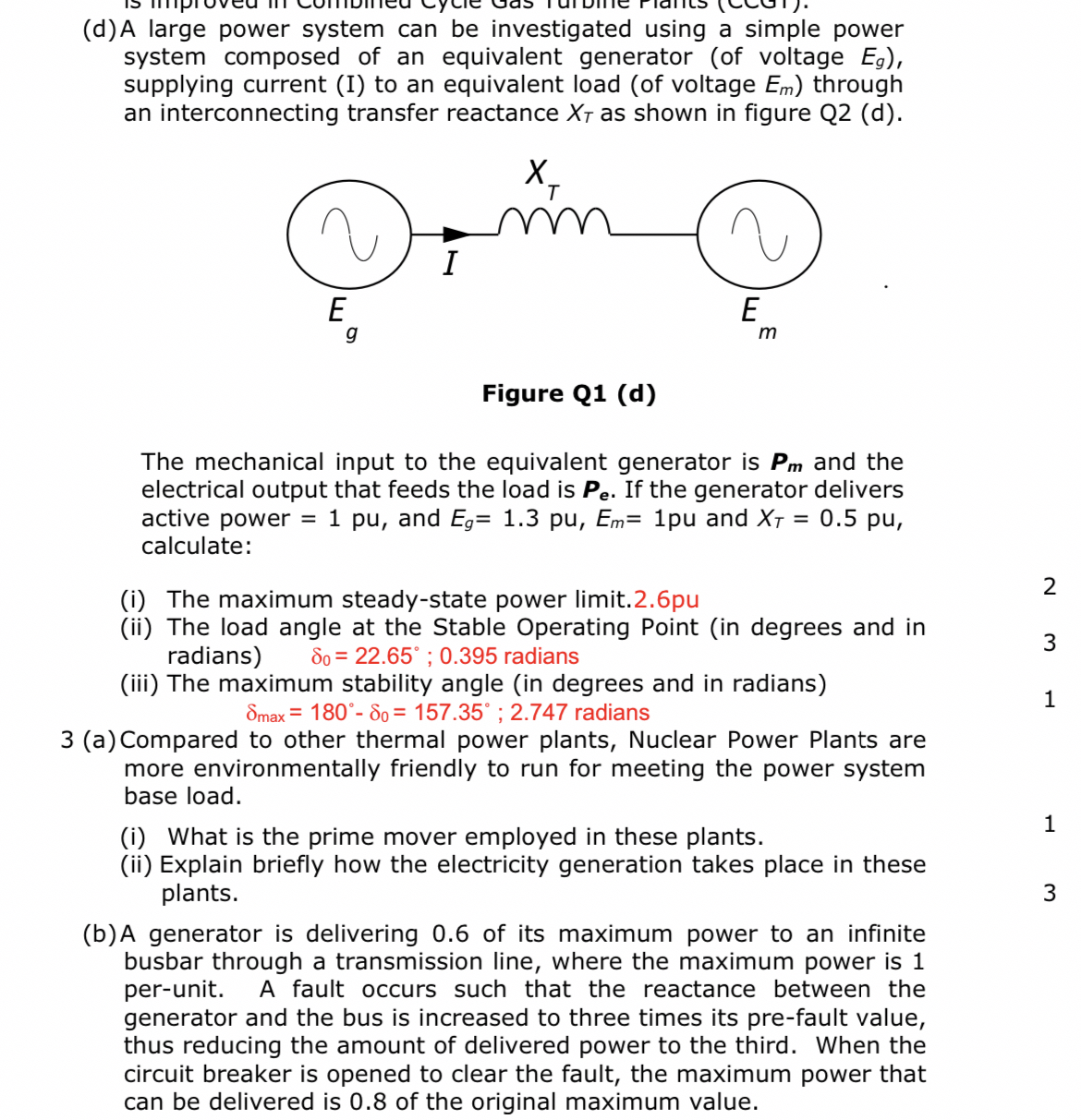 Solved (d)A large power system can be investigated using a | Chegg.com