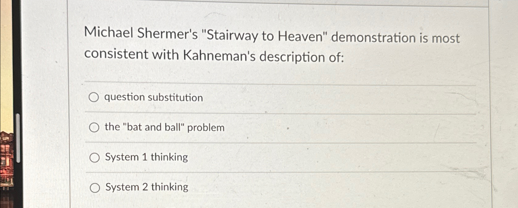 Solved Michael Shermer's "Stairway to Heaven" demonstration | Chegg.com
