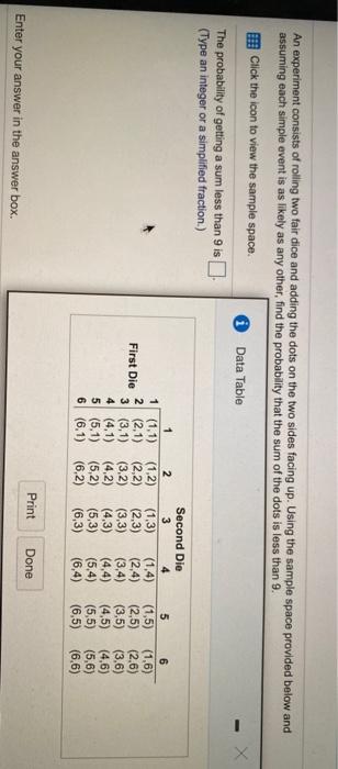 Solved An experiment consists of rolling two fair dice and | Chegg.com