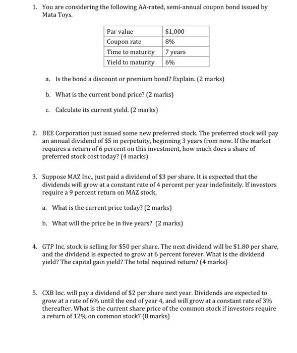 Solved 1. You are considering the following AA-rated, | Chegg.com