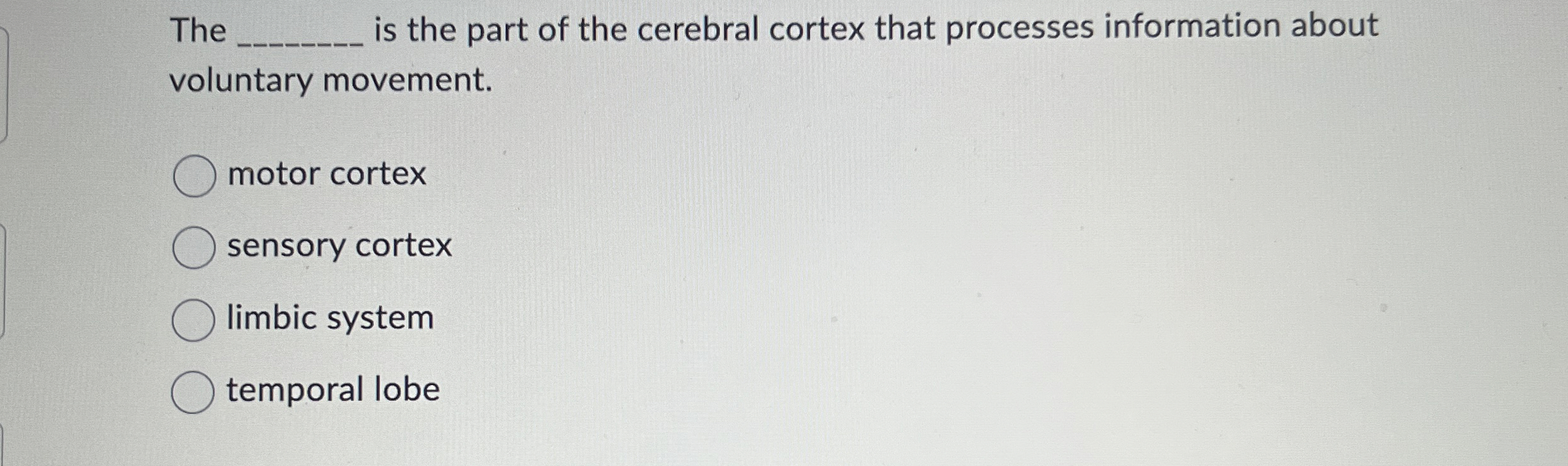 Solved Theis the part of the cerebral cortex that processes | Chegg.com