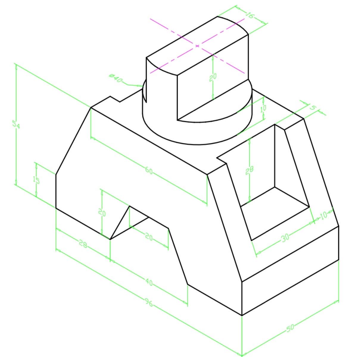 Solved Draw the front, top and right side views. Add all | Chegg.com