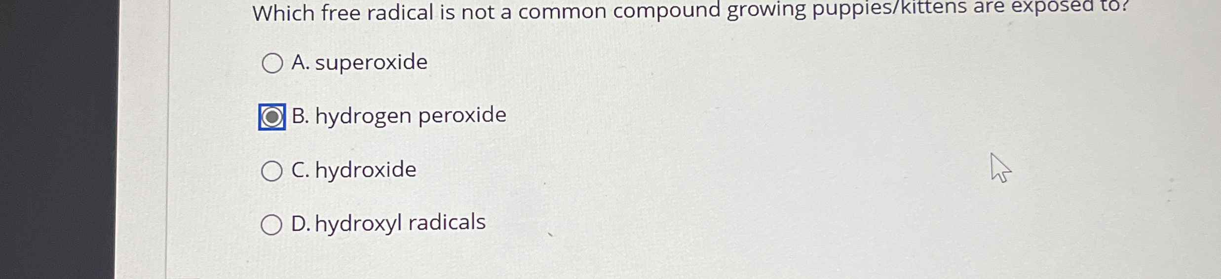 Solved Which free radical is not a common compound growing | Chegg.com