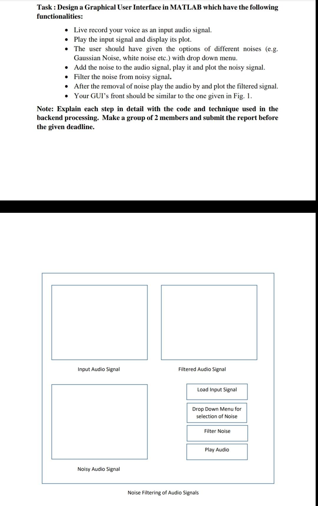 Task : Design a Graphical User Interface in MATLAB | Chegg.com