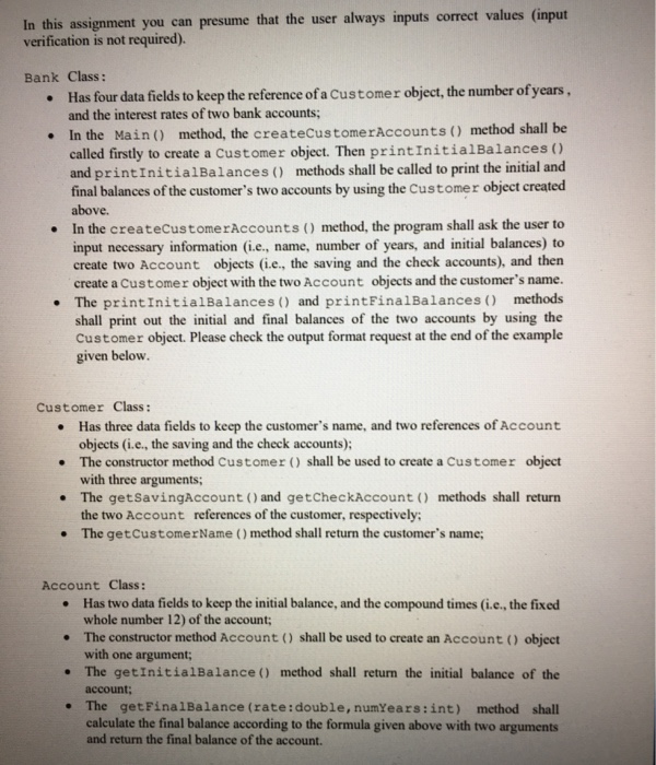Solved Bank.java Program to calculate the final balance of a | Chegg.com