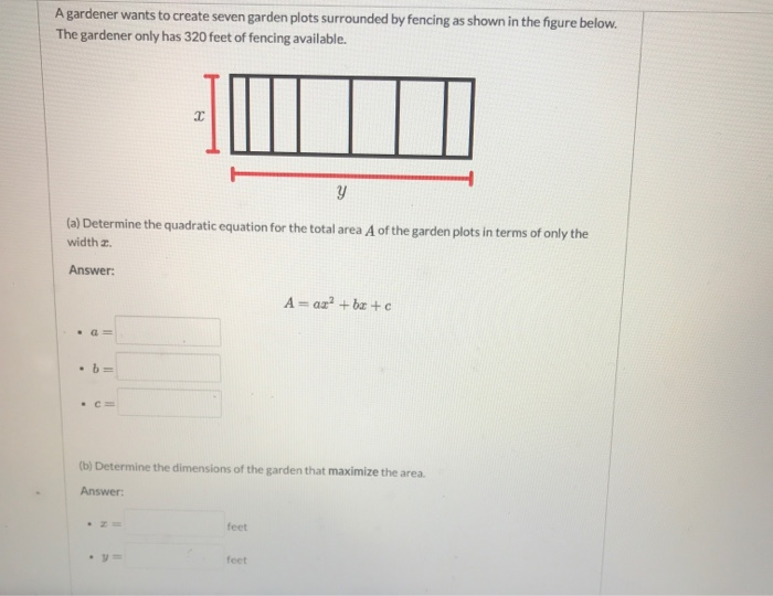 Solved A gardener wants to create seven garden plots | Chegg.com