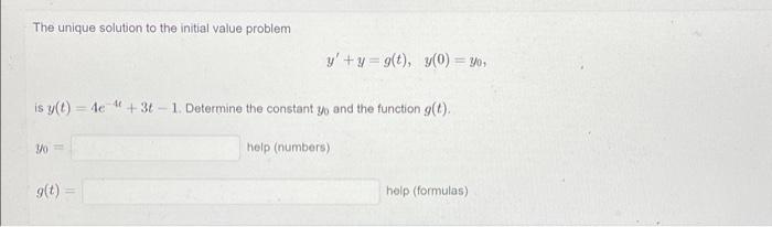 Solved The unique solution to the initial value problem | Chegg.com