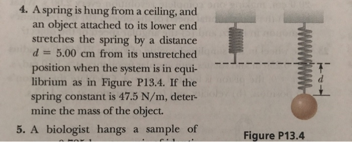 Solved 4. A spring is hung from a ceiling, and an object | Chegg.com