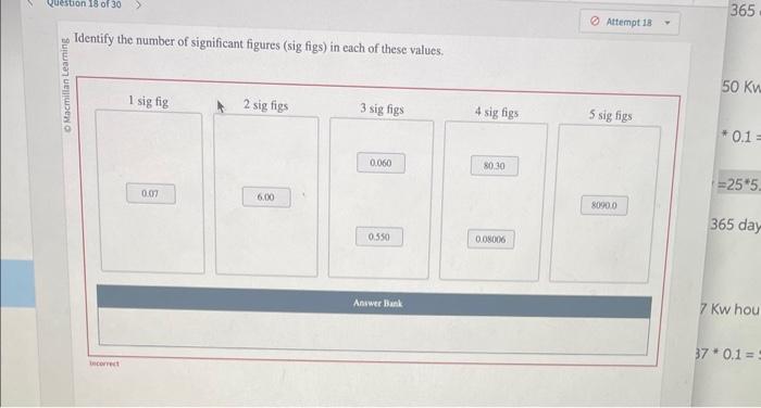 Solved Identify the number of significant figures (sig figs) | Chegg.com