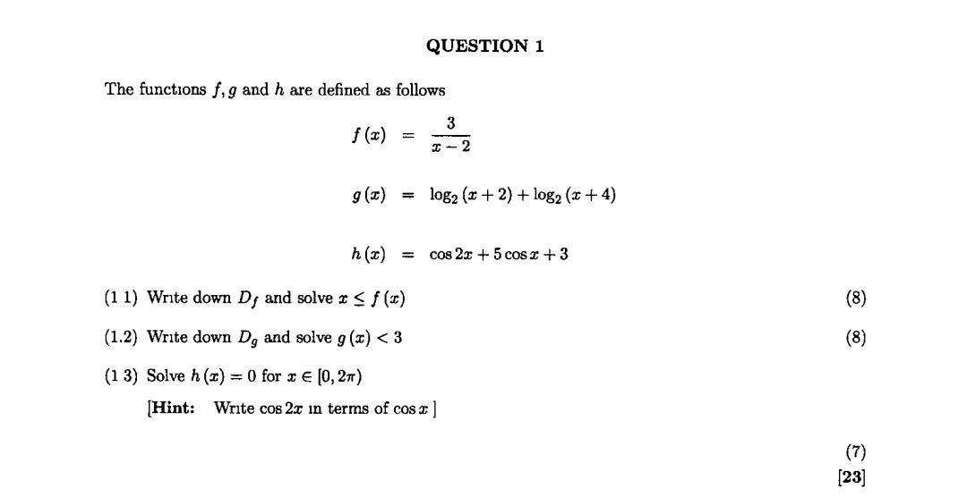Solved The functions f,g and h are defined as follows | Chegg.com