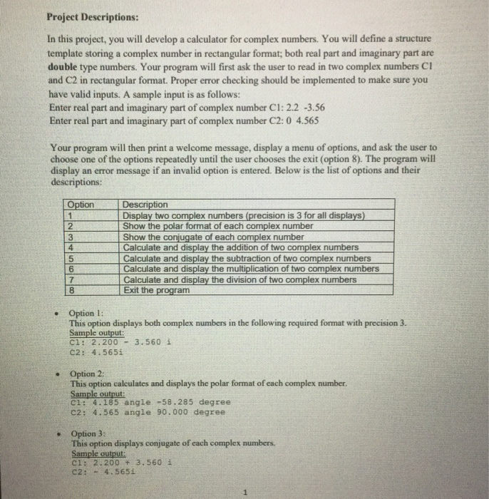 Solved Project Descriptions: In this project, you will | Chegg.com