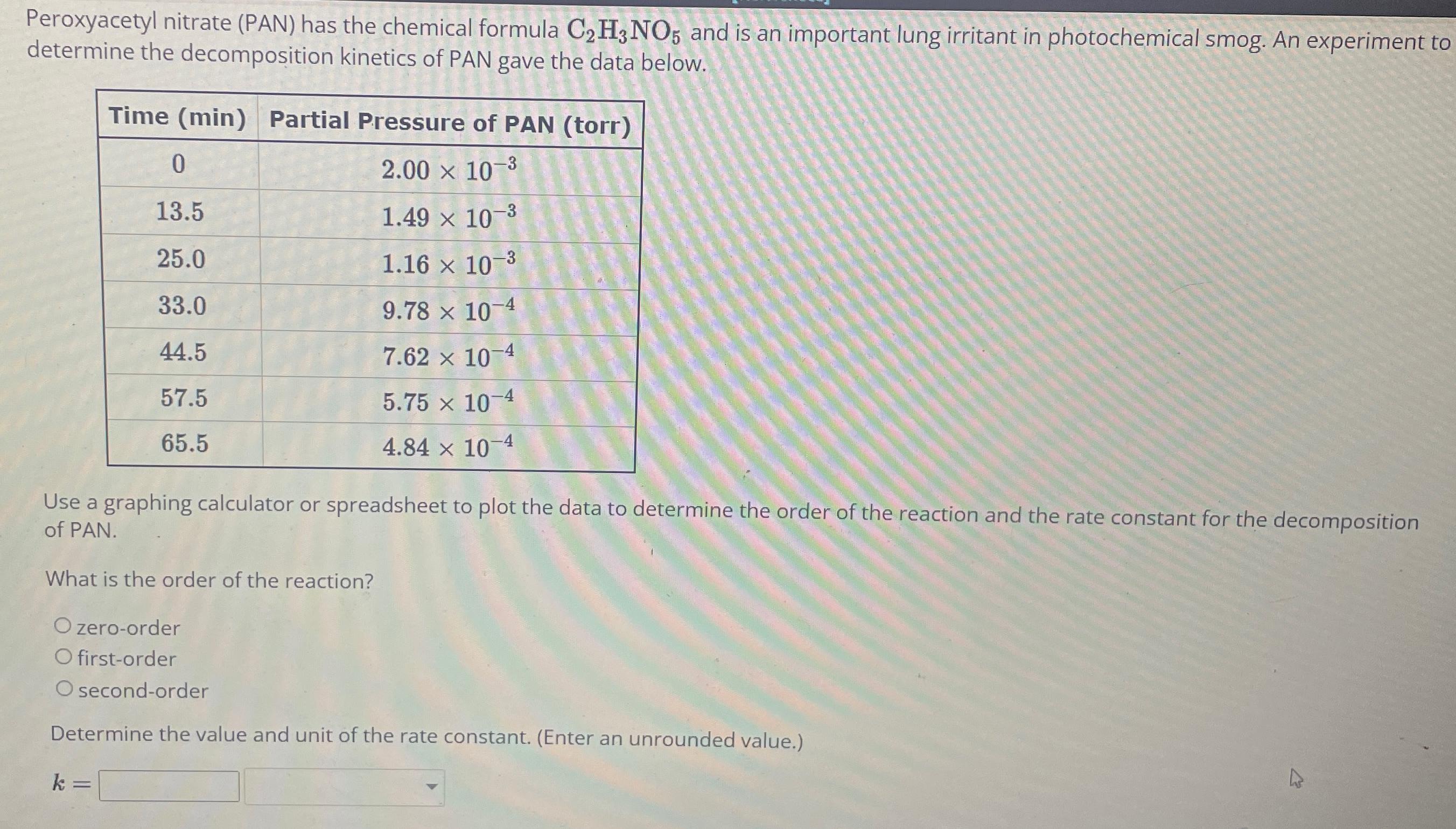 Solved Peroxyacetyl nitrate (PAN) ﻿has the chemical formula | Chegg.com