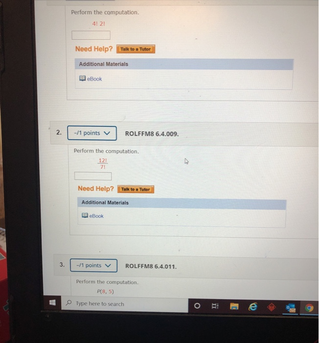 Solved Perform the computation. 4! 2! Need Help? Talk to a | Chegg.com