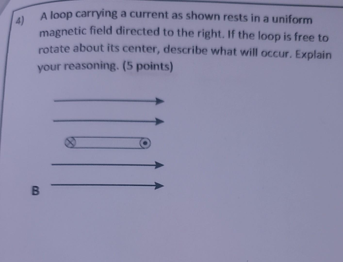 Solved A loop carrying a current as shown rests in a uniform | Chegg.com