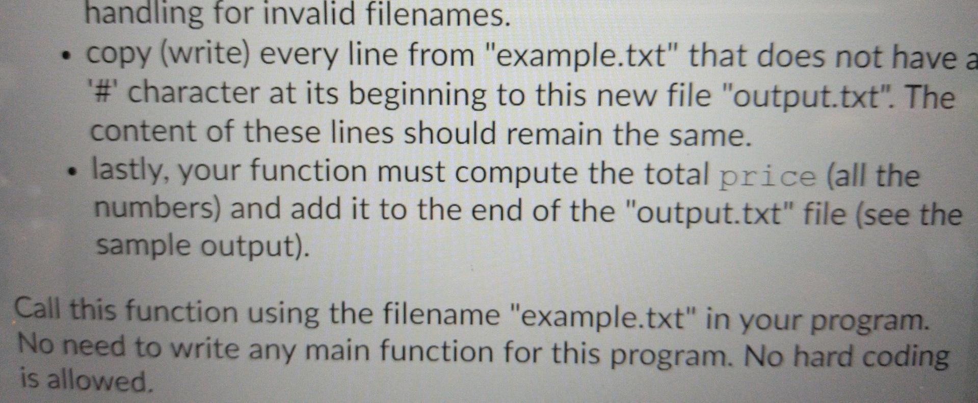 Solved Add A Function Named Readfile To Your Program That 1916