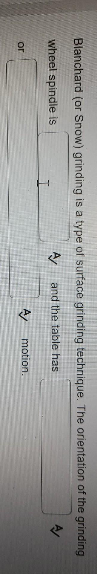 Solved Blanchard (or Snow) grinding is a type of surface | Chegg.com
