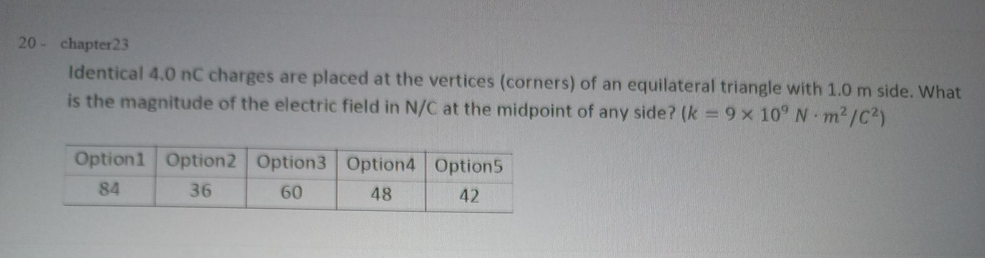 Solved chapter23 Identical 4.0nC charges are placed at the | Chegg.com