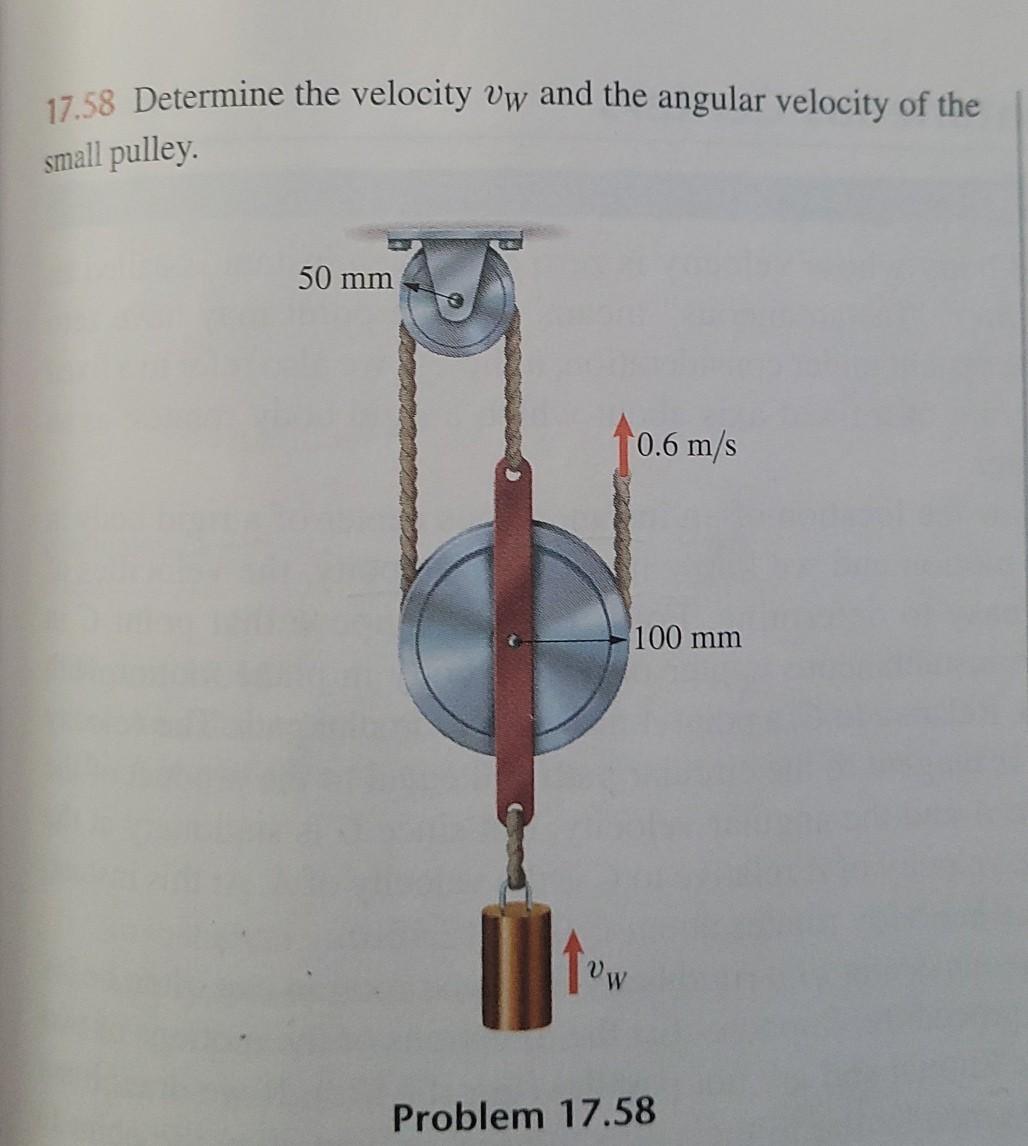 Solved 17.58 Determine the velocity Uw and the angular | Chegg.com