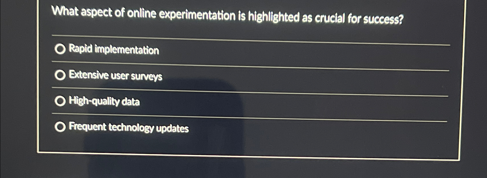 Solved What aspect of online experimentation is highlighted | Chegg.com