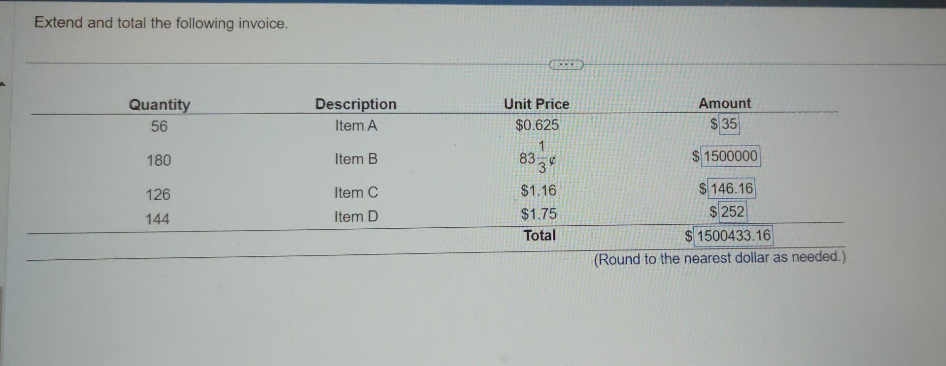 Solved Extend and total the following invoice. | Chegg.com