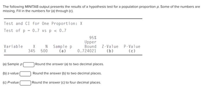 Solved The following MINITAB output presents the results of | Chegg.com