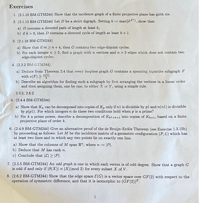 Solved Exercises 1. (2.1.10 BM-GTM244) Show that the | Chegg.com
