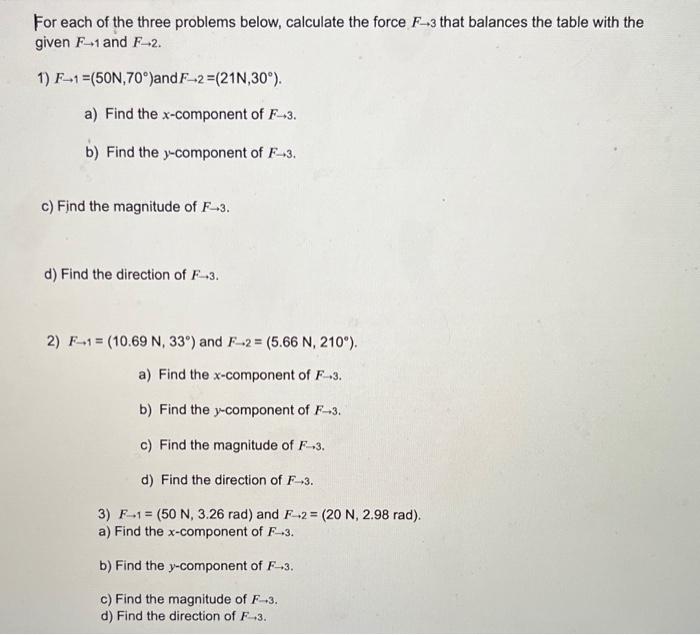 Solved For each of the three problems below, calculate the | Chegg.com