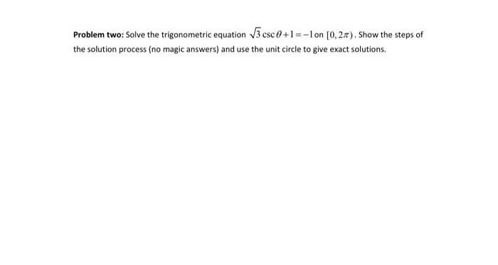 Solved Problem two: Solve the trigonometric equation | Chegg.com