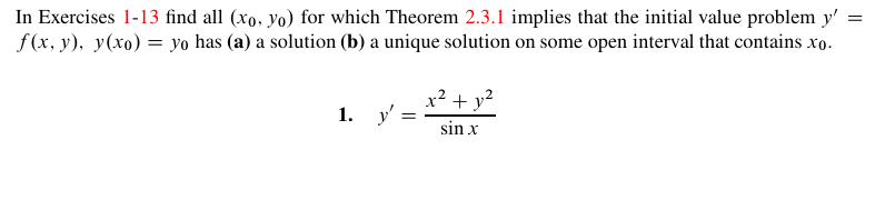 Solved In Exercises 1-13 ﻿find all (x0,y0) ﻿for which | Chegg.com