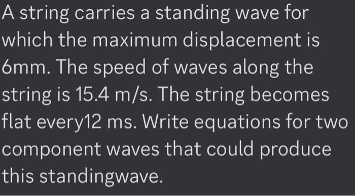 Solved A string carries a standing wave for which the | Chegg.com
