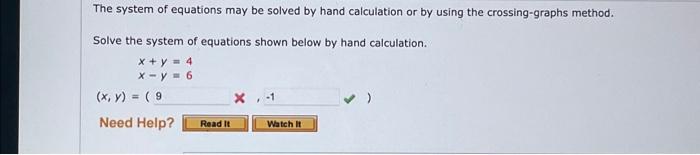 Solved The system of equations may be solved by hand | Chegg.com