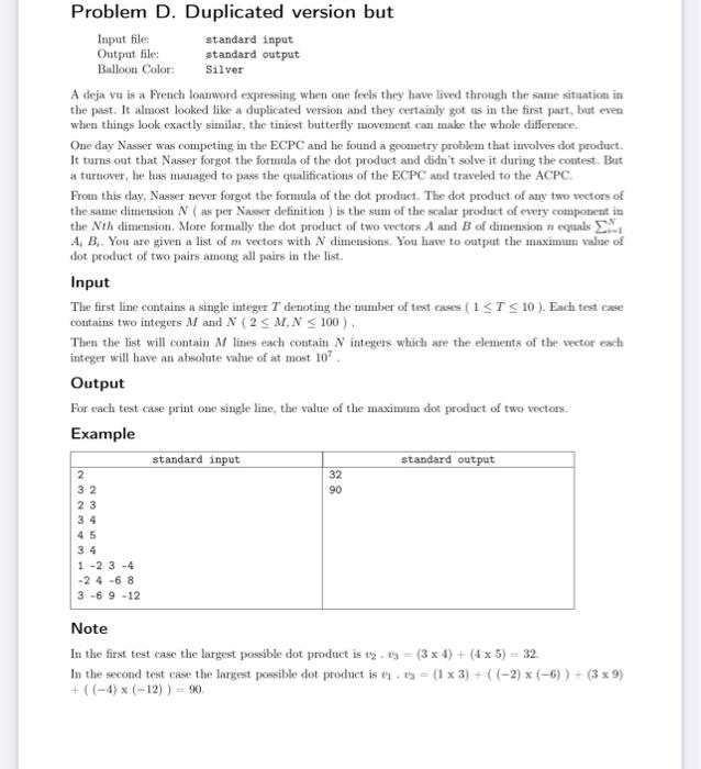 Solved Problem D. Duplicated version but A deja vu is a | Chegg.com