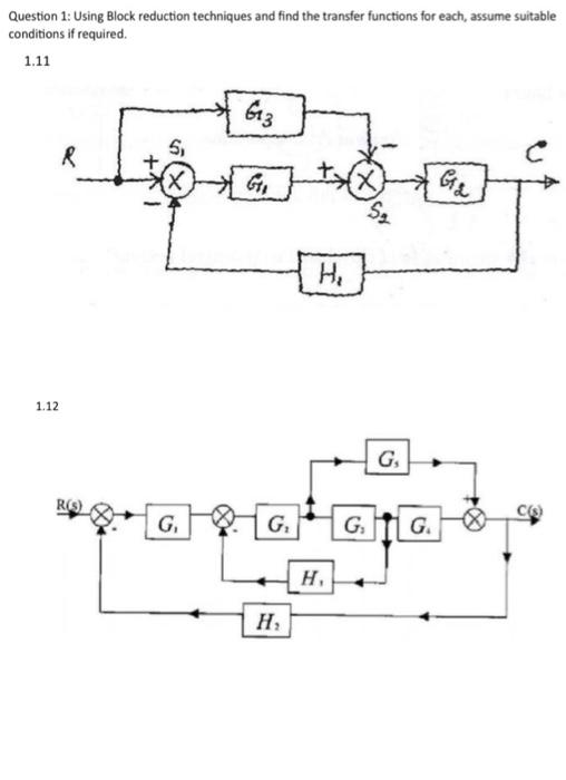 Solved Question 1: Using Block reduction techniques and find | Chegg.com