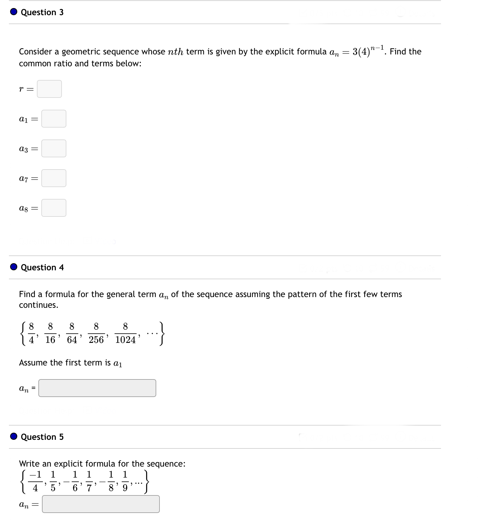 Solved Question 3Consider a geometric sequence whose nth | Chegg.com