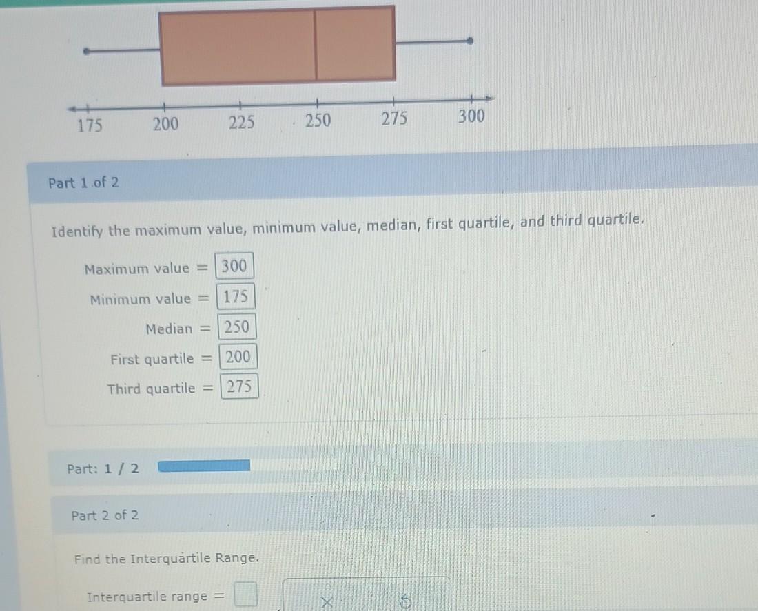 Solved Identify the maximum value, minimum value, median, | Chegg.com