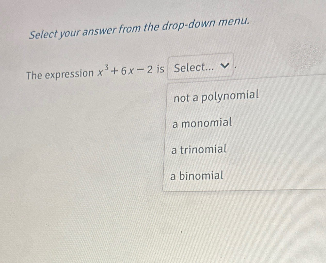 Solved Select your answer from the drop-down menu.The | Chegg.com