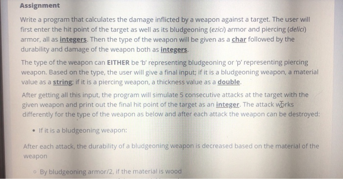 Solved Assignment Write a program that calculates the damage | Chegg.com