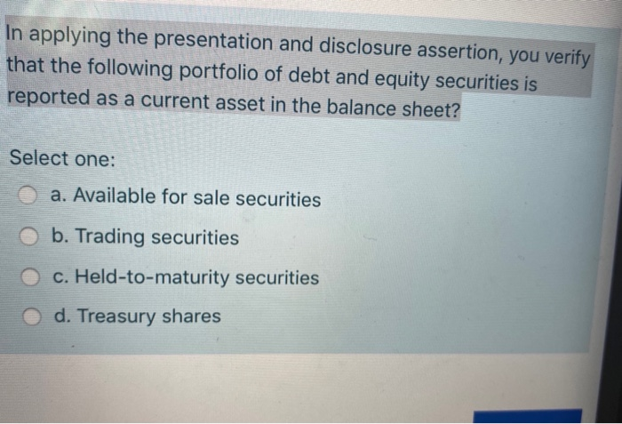 Solved In applying the presentation and disclosure | Chegg.com