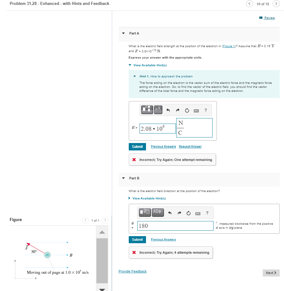 Solved Part AWhat is the electric field strength at the | Chegg.com