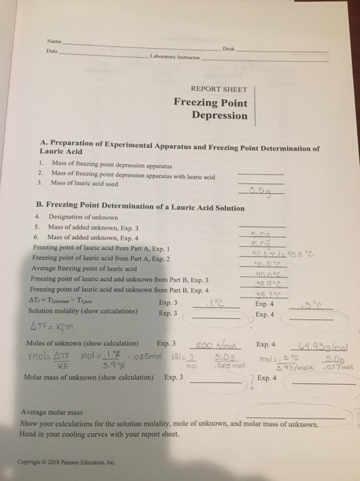 Solved Name Date Desk Laboratory Instructor REPORT SHEET | Chegg.com