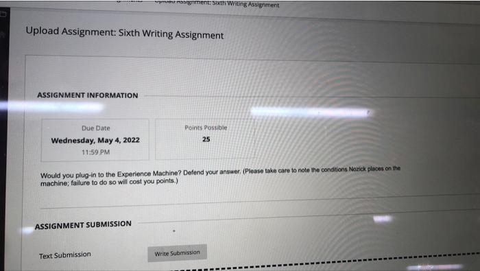 assignment: Sixth Writing Assignment Upload | Chegg.com