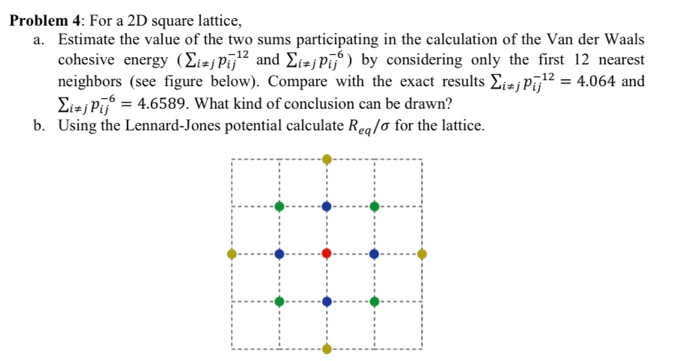 Solved Problem 4: For a 2D square lattice, a. Estimate the | Chegg.com