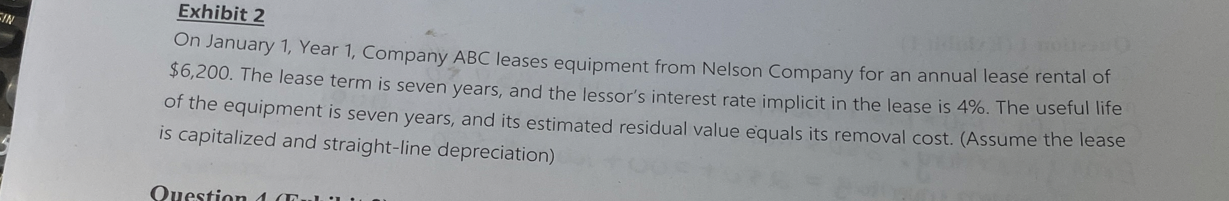 Solved Exhibit 2On January 1, ﻿Year 1, ﻿Company ABC leases | Chegg.com