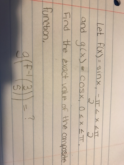 Solved - Let f(x) = sinx, - II L X LTI and g(x) = cosx, 0