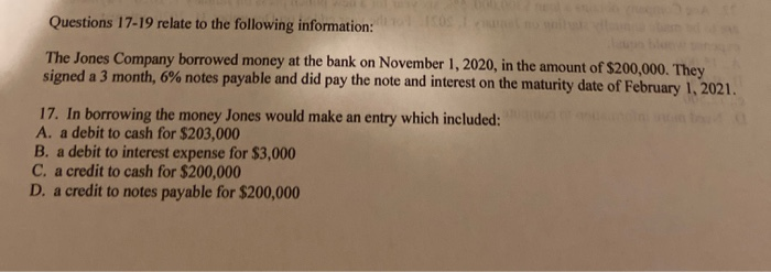 Solved Questions 17-19 relate to the following information: | Chegg.com