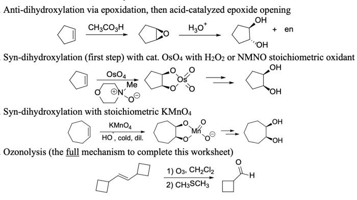 Solved Anti-dihydroxylation via epoxidation, then | Chegg.com