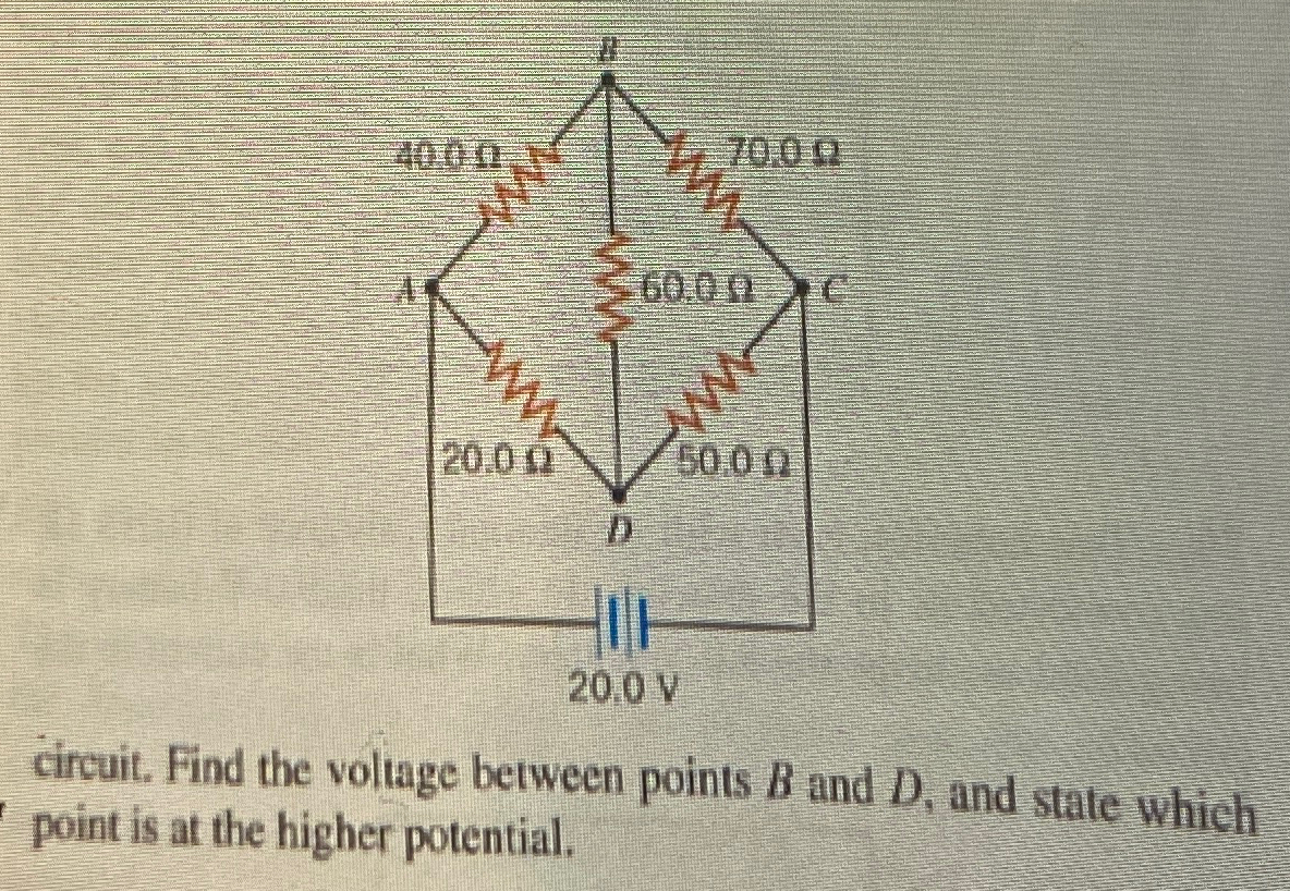 Solved circuit. Find the voltage between points B ﻿and D, | Chegg.com