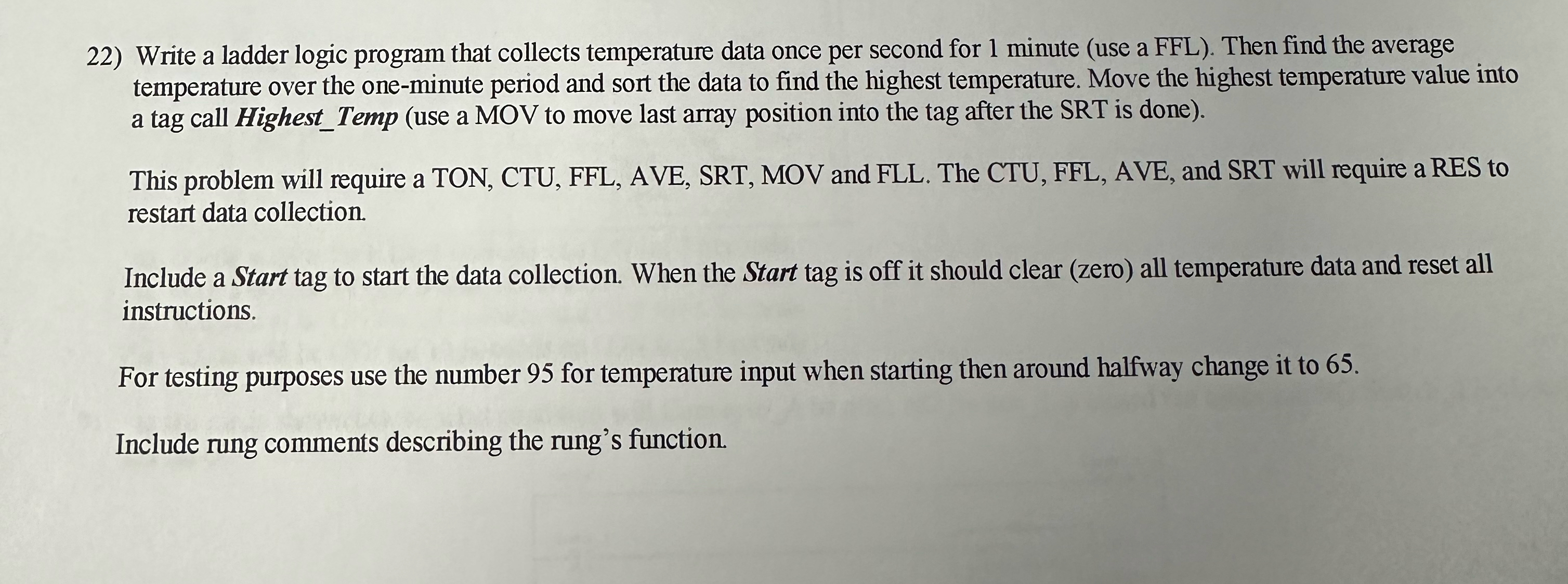 Solved Write a ladder logic program that collects | Chegg.com